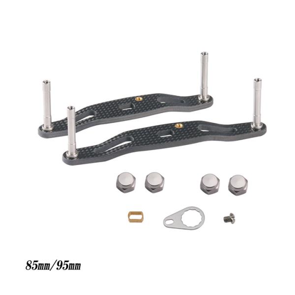 ■品名■カーボン製カスタムリールハンドル  ■SPEC■●品番 ：010 ●軸間：85/95ｍｍ ●最大耐荷重(kg)：25●自重(g)：11●ハンドルナット、ナット固定金具、固定ネジ付属■商品説明■超軽量＆高剛性、高感度なカーボンハンドル...