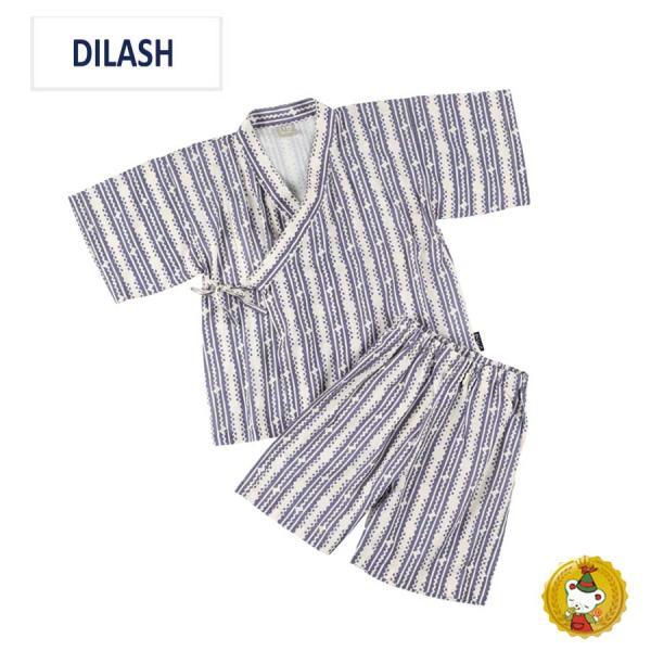 夏になると着たくなる、着せたくなる甚平！！さらっとした麻とレーヨンで涼しく快適◎幾何学なストライプがおしゃれでかっこい！お祭りにはもちろん、部屋着代わりや普段のお外遊びにもネイビー/イエローの2色展開です。　＊＊＊＊＊＊＊＊＊＊＊＊＊＊＊＊...