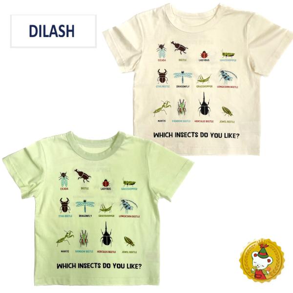 昆虫柄の半袖Tシャツ。プリント＆刺しゅうの昆虫を昆虫図鑑みたいなデザインに配置しました♪綿100％でさらっと肌触り良く着心地もGOOD◎シンプルな通常シルエットなのでコーデしやすく使いまわし力も抜群。学校や公園遊びなどデイリーに活躍間違いな...