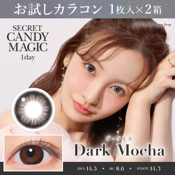 ■販売名：シークレットワンデー UVM■カラー：ダークモカ(ブラウン)■使用期限：開封後1日■販売度数：±0.00（度なし）-0.75~-5.00（0.25単位）-5.50~-10.00（0.50単位）■DIA(直径)：14.5mm■着色直...