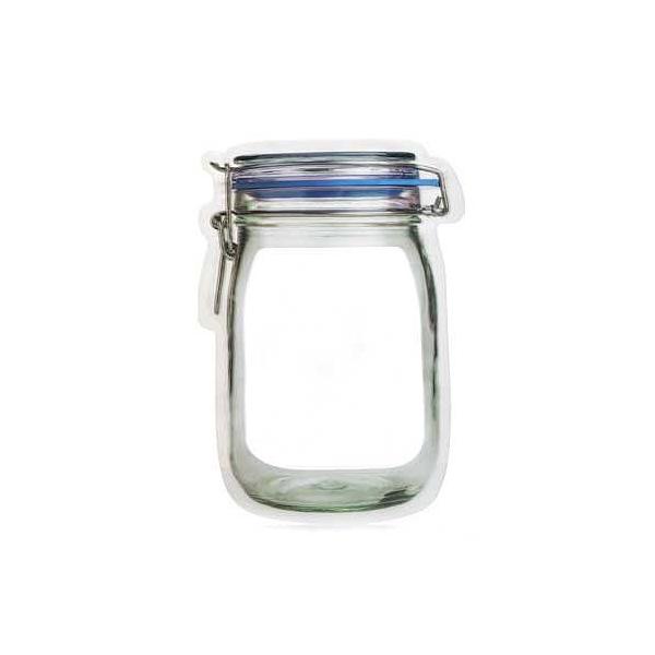 最初、見た目がリアルすぎてただのガラスジャーだと思っちゃいました。これジップバッグなんですよ！もうねーこの「わざわざ感」がアメ雑らしくって大好きだなー　しかしこの簡単そうで思いつかない発想力には脱帽です。作ったのはニューヨークのデザイナーズ...