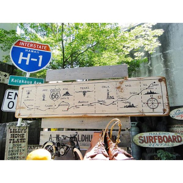 ルート66を旅してたら偶然出会った古めかしい地図看板に思わずシャッターを切っちゃった…「できることなら これをこのまま持って帰りたい」そんな願いが通じたかのように登場したのがこのルート66のロードマップを描いた木製看板です。シカゴから西へ向...