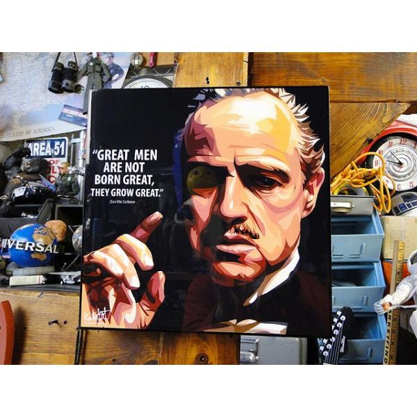 この風格たるやハンパないね！絵であるにもかかわらず、ド迫力の存在感が伝わってくる・・・・映画「ゴッドファーザー」からドン・ヴィトー・コルレオーネのアートフレームです。しかし映画の世界だとは言えマフィアのボスをアートにして販売しちゃうんだから...