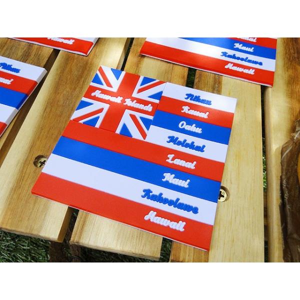 このフラッグを見て、パッとハワイの州旗だって言える人は、ハワイ通だね！知らない人からすると、ユニオンジャックが入ってるからまさかのまさか・・・・なんだけど、そこがツウっぽくてカッコイイってところ！本体はラバー製で、州旗にはハワイの島々の名前...