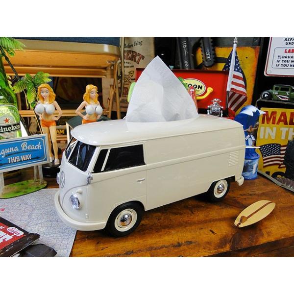 ワーゲンバスのアイテムって一体何種類くらいあるんだろうってくらい見てきたけど、ティッシュボックスってのは新しいね！         市販のティッシュ箱から、中身だけを取り出して、このケースに移し替えて使うってタイプ。         なので...