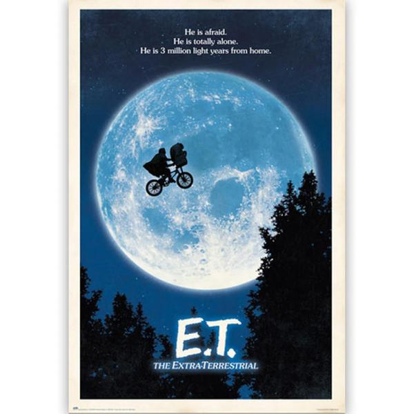 でっかい月に自転車で飛んでるヤツ！それ 知ってるよね？そう あの「E.T.」です。スピルバーグ監督の名作1982年の映画。少年と宇宙人の友情が あまりにもピュアすぎて観た後にちょっと空を見上げたくなるヤツ・・・・このポスター まさにあの瞬間...