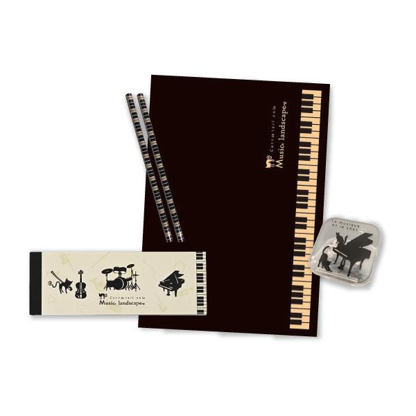 Music landscape ミニクリップセット製品サイズパッキングサイズ：W195XH265mmクリア袋入セット内容：MC012CL（B）ミニクリップブラックMLS012PE鉛筆2本(2B)MLS010NB B5 ノートMLS003ME...