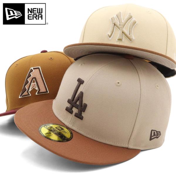 ニューエラ キャップ NEW ERA CAP 59FIFTY ベースボールキャップ メンズ レディース 帽子 NY LA MLB ニューヨーク ヤンキース 2トーン ベージュ ロサンゼルス ドジャース 大谷翔平 ブランド おしゃれ かっこい...