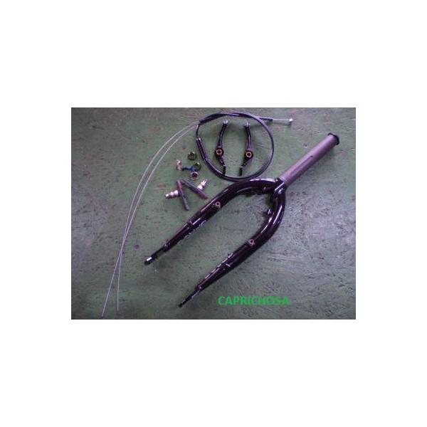 KGB SPACE2 FORK BLACK　アーチ＆ブレーキワイヤー付仕様：オフセット０mm　　　エンド　3/8mm         アーチ＆ブレーキワイヤー付【送料P 240】ロアーブレーキアーチ、ブレーキワイヤーも、ついてとてもお得なＳ...