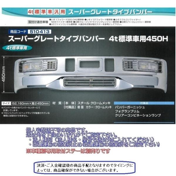 【個人宅配送不可】の商品です●品番： 510413●サイズ：巾2160mm×高450mm●材　質：（本体）スチール製クロームメッキ仕上げ（付属品）樹脂　カラー：クロームメッキ●付属品：バンパーガーニッシュフォグランプリムクリアーコンビネーシ...