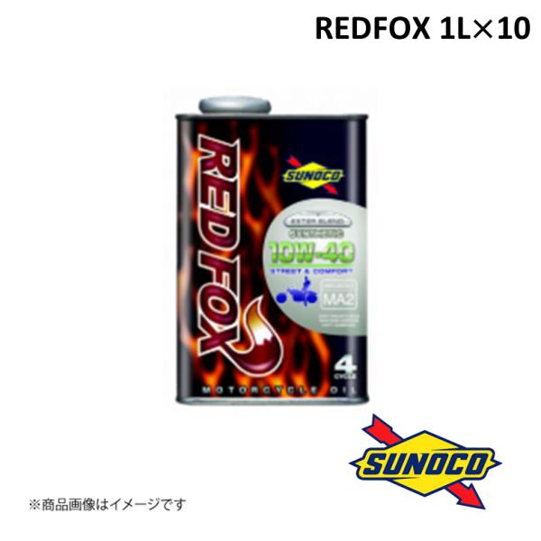 ■品番-■メーカーSUNOCO/スノコ■商品名REDFOXシリーズ エンジンオイル STREET＆COMFORT■SAE粘度10W-40■容量1L×10■製品仕様FULL SYNTHETIC(エステル配合)■規格API：SLJASO：MA2...
