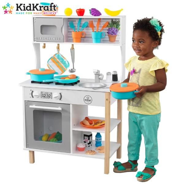 送料無料 KidKraft キッドクラフト 初めてのキッチン コストコ COSTCO おもちゃ39点付き 木製 おままごと キッチン ままごとセット 食材 鍋 フライパン おもちゃ誕生日 プレゼントにKidKraft All Time Pl...