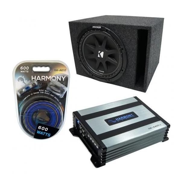 【商品名】American Sound Connection Kicker バンドルは、Universal Vehicle 43C104 シングル 10インチ 150W ロードサブボックスエンクロージャと HA-A400.1 モノラルアンプ...