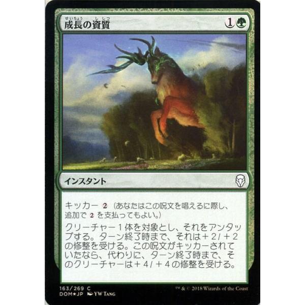 ★マジック:ザ・ギャザリング「ドミナリア」(DOM)収録■商品名：成長の資質※シングルカードの状態について※トレカ専門店カードミュージアムのシングルカードは入荷時に1枚1枚状態確認を行っております。チェック後、速やかに整理し、専用ケースにて...