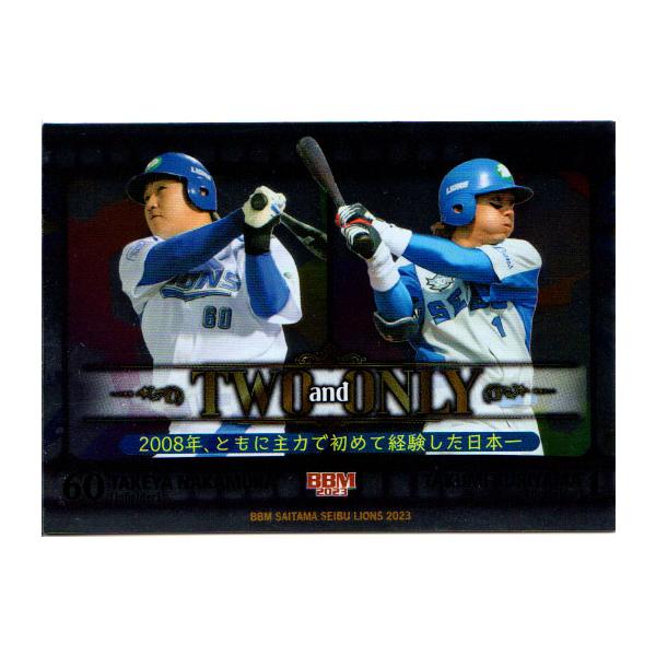 ２０２３年ＢＢＭ発売の球団別カード『西武ライオンズ』より出るTwo and Onlyカード<BR>中村剛也×栗山巧　西武ライオンズ　カードＮｏ．ＴＯ２