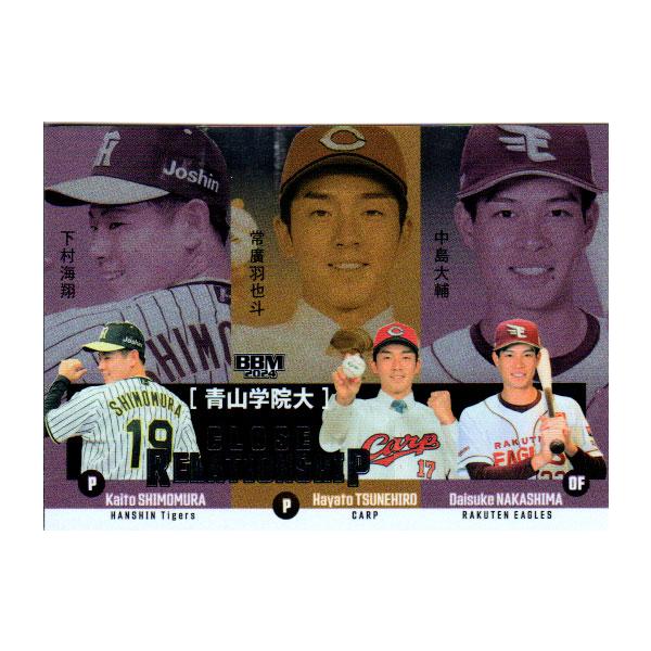 ２０２４年ＢＢＭ発売のカード『ベースボールカード ルーキーエディション』より出るCLOSE RELATIONSHIPカード<BR>下村海翔/常廣羽也斗/中島大輔　阪神タイガース/広島東洋カープ/東北楽天ゴールデンイーグルス　カー...