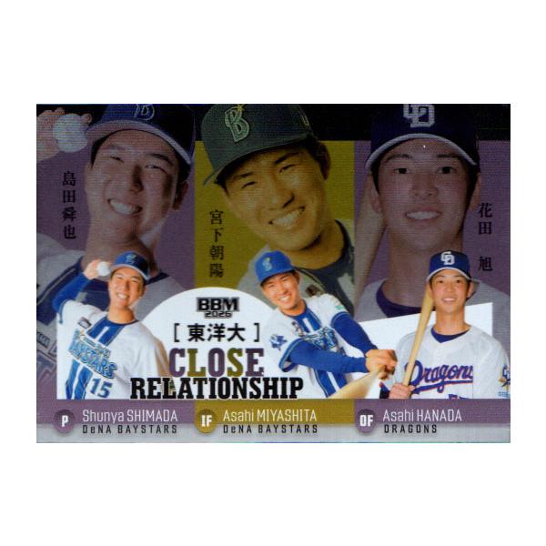 ２０２６年ＢＢＭ発売のカード『ベースボールカード ルーキーエディション』より出るCLOSE RELATIONSHIPカード<BR>島田舜也/宮下朝陽/花田旭　横浜DeNAベイスターズ／横浜DeNAベイスターズ／中日ドラゴンズ　カ...