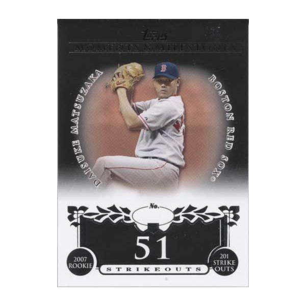 ２００８年Ｔｏｐｐｓ社発売のパックから出る松坂大輔のシリアルカード<BR>シリアル入り限定２５枚　カードＮｏ．１４２