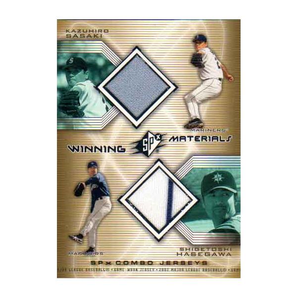 ２００２年Ｕｐｐｅｒ　Ｄｅｃｋ社発売のパックから出る佐々木主浩／長谷川滋利のダブルジャージカード<BR>カードＮｏ．ＷＭ−ＳＨ