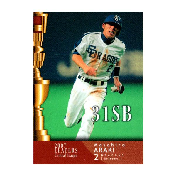 ２００８年ＢＢＭ発売のカード『ベースボールカード ファーストバージョン』より出るレギュラーカード<BR>荒木雅博　中日ドラゴンズ　カードＮｏ．４４３