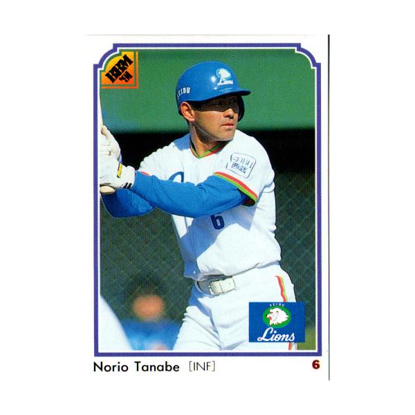 １９９１年ＢＢＭ発売のカード『ベースボールカード』より出るレギュラーカード<BR>田辺徳雄　西武ライオンズ　カードＮｏ．２９８