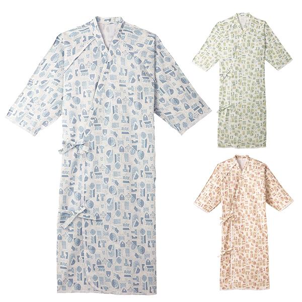 両面、綿100％の二重仕立て、ガーゼ素材で快適な介護用浴衣タイプ寝巻き（脇開きあり）。■メーカー：日本エンゼル株式会社■品名：ケアねまき■品番：5074■製品寸法、素材Sサイズ：148〜158cm（身長）、80〜90cm（胸囲）110cm（...