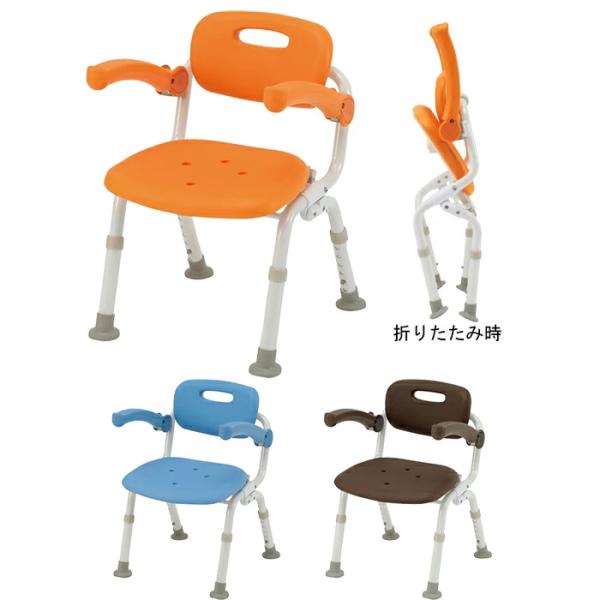 ●サイズ／幅40.5×奥行40〜46.5×高さ55〜65cm、折りたたみ時：奥行20×高さ78〜89.5cm、座面：幅36×奥行30cm、座面高：31.5〜41.5cm（6段階／2cm）、ひじ掛け内寸：32cm●重さ／4.1kg●材質／座面...