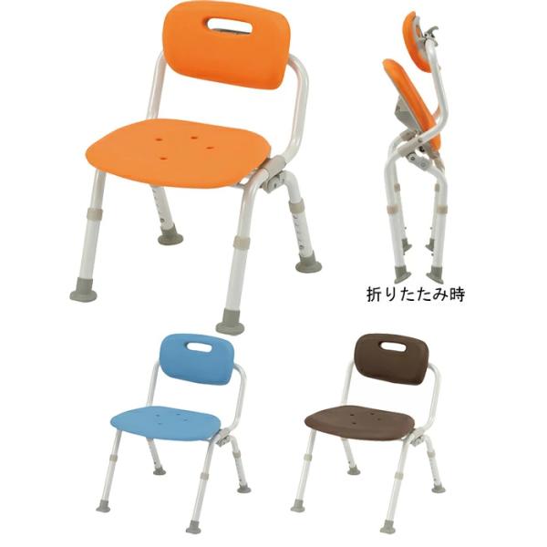 ●サイズ／幅45.5×奥行49〜57.5×高さ64〜74cm、折りたたみ時：奥行20×高さ76〜86cm、座面：幅41.5×奥行31.5cm、座面高：36〜46cm（6段階／2cm）●重さ／3.9kg●材質／座面・背もたれクッション：EVA...