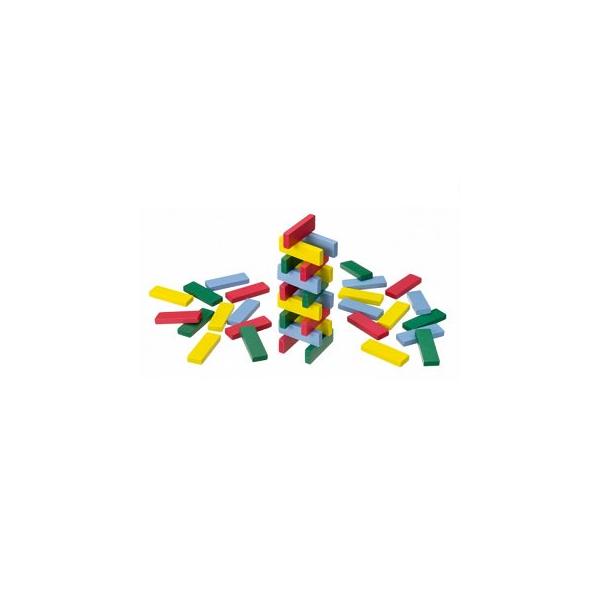 小さなプレートを高く積み上げるのを競いあったり、ドミノのように並べて遊ぶこともできます。■セット内容：プレート4色　各10本・収納袋・遊びの手引き■サイズ：プレート４５×１５×６ｍｍ■材質：木製