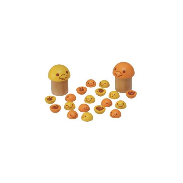 親あひるをかぶせて振り、子あひるをひっくりかえして遊びます。じゃんけんがゲーム感覚で楽しめます。■セット内容：親あひる×２・子あひる×１８■サイズ：親あひる５０×６５ｍｍ・子あひる２４×１２ｍｍ■材質：木製