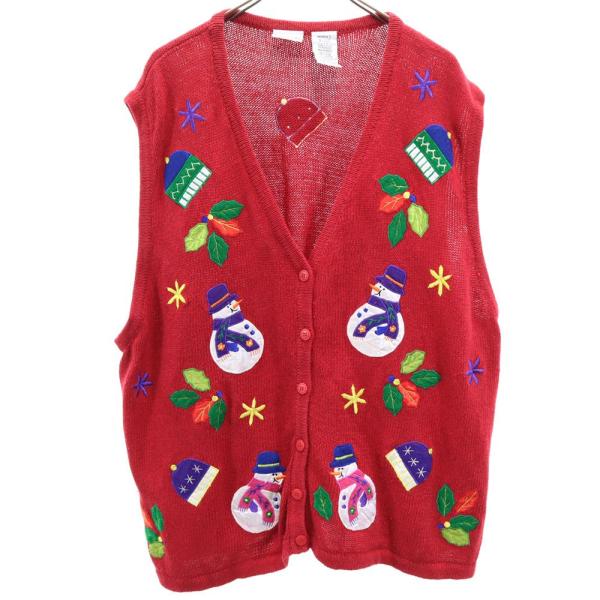 ■ 商品詳細 ■ブランド：ボビーブルックス / Bobbie Brooks対象：レディースアイテム：ニット ベストサイズ表記：不明※実寸サイズを参考にしてください。着丈：約69cm身幅：約54cm肩幅：約55cm素材：綿45％カラー：レッド...