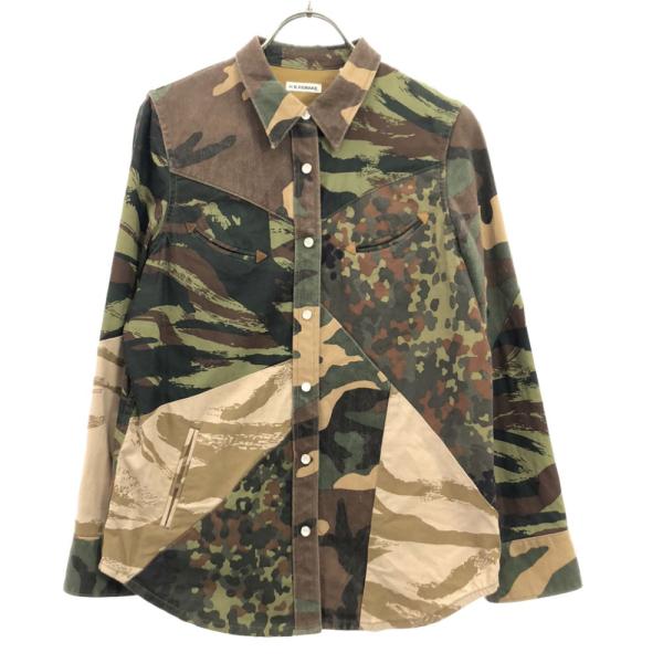 ■ 商品詳細 ■ブランド：エイチアールリメイク / H.R.REMAKE対象：レディース生産国：日本アイテム：ミリタリーシャツサイズ表記：M※参考サイズ：レディースMサイズ相当 ※実寸サイズを参考にしてください。着丈：約63.5cm身幅：約...