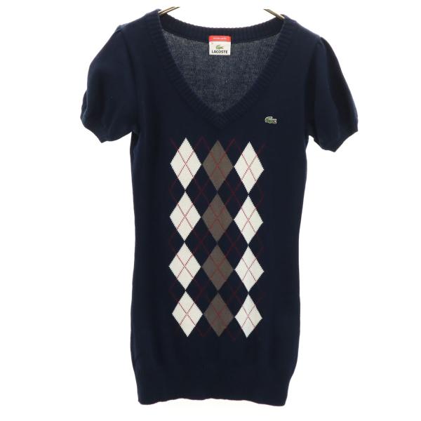 ■ 商品詳細 ■ブランド：ラコステ / LACOSTE対象：レディース生産国：日本アイテム：Vネック ニットサイズ表記：38※参考サイズ：レディースMサイズ相当 ※実寸サイズを参考にしてください。着丈：約69cm身幅：約39cm肩幅：約37...