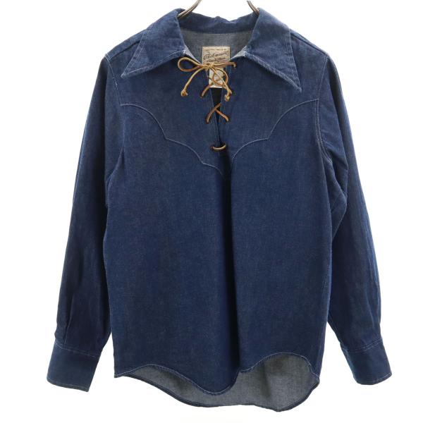 ■ 商品詳細 ■ブランド：ロックマウント / RockMount対象：メンズ生産国：アメリカアイテム：デニム レースアップ ウエスタンシャツサイズ表記：S※参考サイズ：メンズSサイズ相当 ※実寸サイズを参考にしてください。着丈：約75cm身...