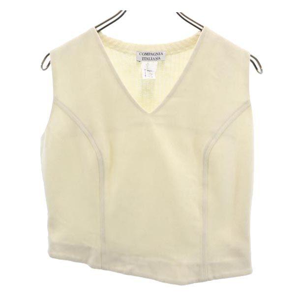 ■ 商品詳細 ■ブランド：コンパニーアイタリアーナ / COMPAGNIA ITALIANA対象：レディースアイテム：Vネック ニットベストサイズ表記：46※実寸サイズを参考にしてください。着丈：約42cm身幅：約44cm肩幅：約35cm素...