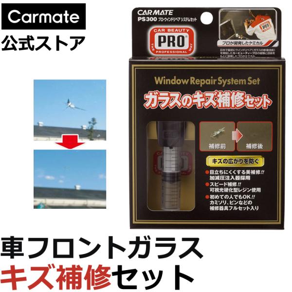 車 傷 ガラス 傷 カーメイト PS300 プロ ウインドリペアシステムセット フロントガラス 飛び石 ガラスキズ 補修 セルフ補修 フロントガラス 修理商品特徴 :  ・車 フロントガラスにできた飛び石のキズ、自分で直せます！・補修に必要...