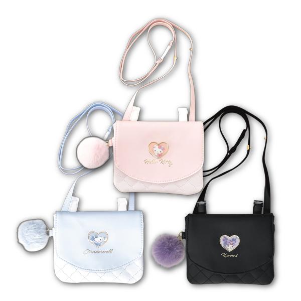 【移動ポケット】サンリオ ビッグボンボン付移動ポケット(ショルダーひも付)【メール便】○サンリオキャラクターのかわいいデザインの移動ポケット♪○高級感のあるキルトデザインで大人っぽい。○ハート型のチャームがおしゃれ♪○ポケットがない服やバッ...