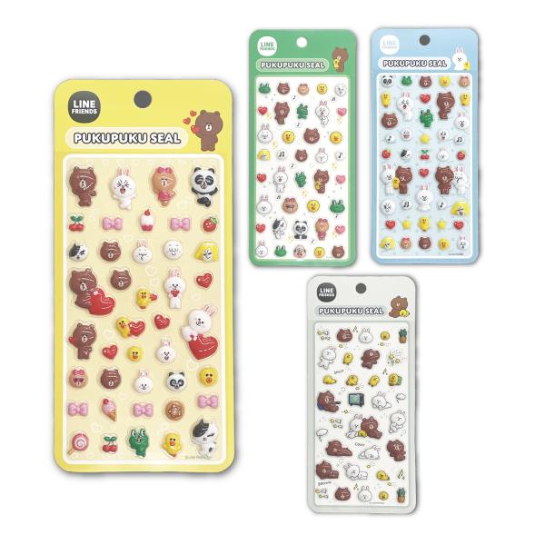 【ステッカー】LINE フレンズ ぷくぷくシール【メール便対応】◯『LINE フレンズ』キャラクターのかわいい立体ぷくぷくシール。◯お友達とのシール交換や『LINE フレンズ』コレクターに人気です！＊ジェルシールではありません＊強い力が加わ...