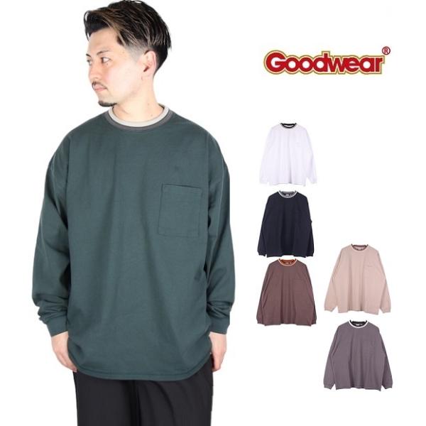 【goodwear グッドウェア】首周りにライン配色のリブを施し、トレンドのスポーツMIX、古着系スタイルを表現。 USAコットンならではのタフな7オンスの肉厚ボディに洗いをかけてUSED感を演出。着こむほどに味が出る独特の風合いがたまりま...
