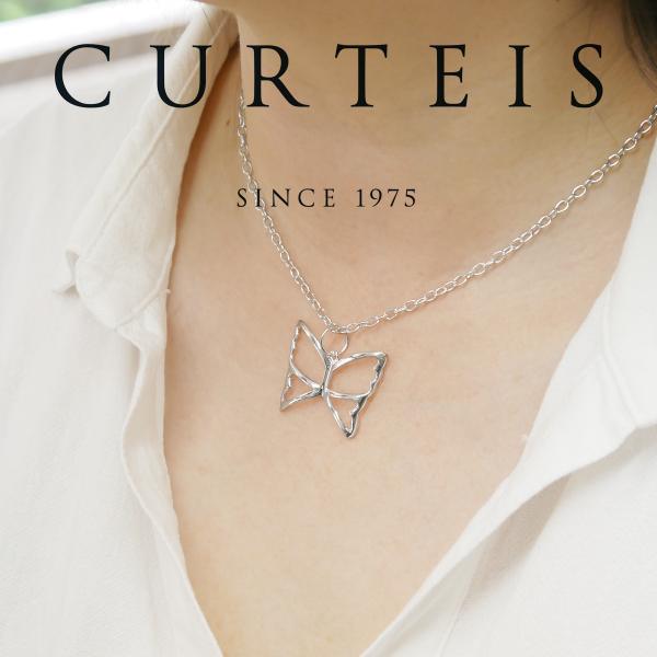 【メール便・代引不可・ポスト投函】アガットにも提供するイギリス人気ブランドCurteis（カーティス）のシルバーネックレス！透かしデザインのバタフライモチーフペンダントです。大きめの透かしバタフライと喜平チェーンで涼やかな印象♪サイズ：モチ...