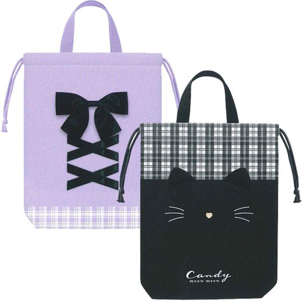 #新学期雑貨コレクションかわいいシューズバッグです。かわいいシューズバッグです。立体的なリボンとネコミミ付き。・サイズ：H300×W230×D80ｍｍ・素材：ポリエステル・原産国：中国・重量：約80g【メール便発送可】ポスト投函となり日時指...