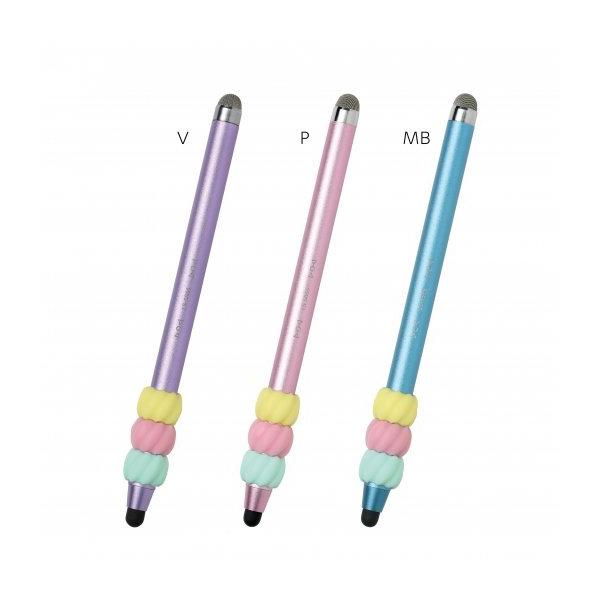 タブレット学習に対応！静電容量式タッチペン。スマートフォン・タブレットに使えます。2種類のペン先、さらっとかけるメッシュ素材（約7ｍｍ）と、ピタっと選択できるシリコン素材（約5ｍｍ）で多機種に対応。※全ての機種に対応するものではございません...