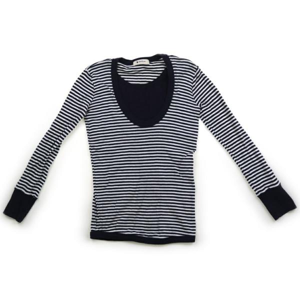 ブランド：Milk Tea(ミルクティー)カテゴリー：マタニティトップスサイズ：ママ向けアイテム色：ネイビー　オフホワイト　ボーダー状態：★★★記名：なしジャンル：Mother実寸は、肩幅約36 cm、サイドネックポイントから総丈約58.9...