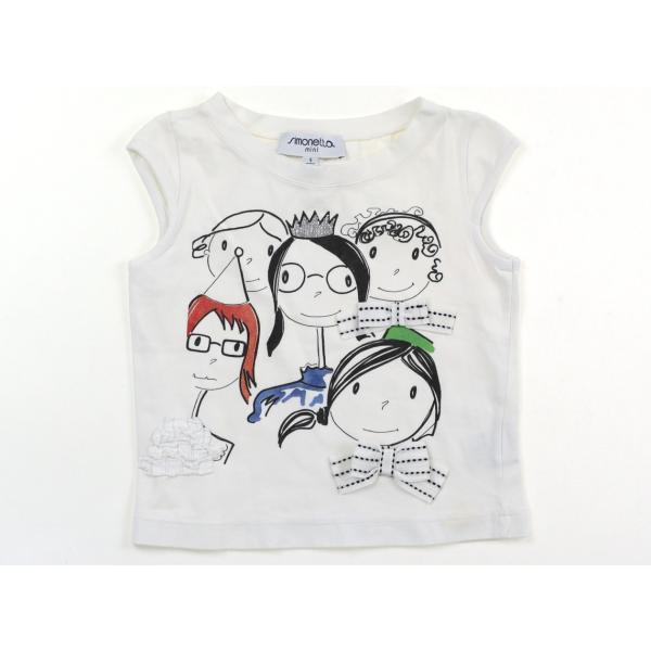 ブランド：Simonetta(シモネッタ)カテゴリー：Tシャツ・カットソーサイズ：110サイズ色：白、女の子、リボン状態：★★（返品不可）記名：なしジャンル：Girl実際のサイズ表記は5/115。首元に赤い汚れ、裾に黄色いシミあり。外遊び用...