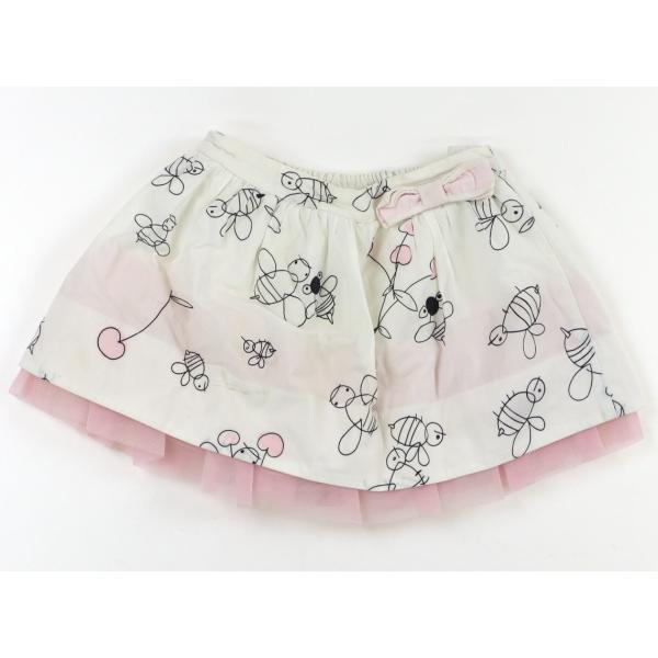 ブランド：Simonetta(シモネッタ)カテゴリー：スカートサイズ：80サイズ色：オフ白・ピンク・ハチ状態：★★記名：なしジャンル：Girl実際のサイズ表記は18です。後ろウエストにサイズ調整ゴムが付いています。ブロード布帛生地で裾にチュ...