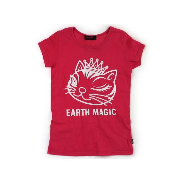 ブランド：EARTHMAGIC(アースマジック)カテゴリー：Tシャツ・カットソーサイズ：150サイズ色：ショッキングピンク状態：★★★記名：なしジャンル：Girl天竺コットン。襟周りに色褪せと毛羽立ちがあります。まだお使い頂けそうです。