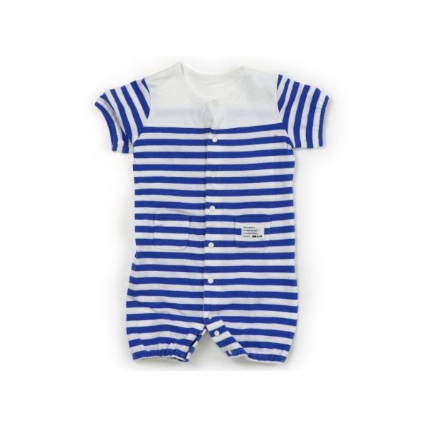 ブランド：COMME CA ISM(コムサイズム)カテゴリー：カバーオールサイズ：50サイズ色：ボーダー、白、青状態：★★（返品不可）記名：なしジャンル：Boy実際のサイズ表記は50-70cm。全体に毛羽立ち、胸横にシミが見受けられます。