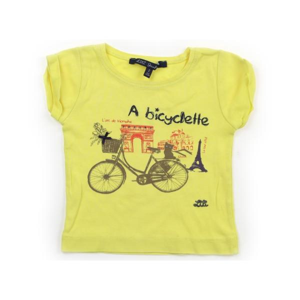 ブランド：Lili Gaufrette(リリゴーフレット)カテゴリー：Tシャツ・カットソーサイズ：90サイズ色：黄色　パリ　自転車　ねこ状態：★★★記名：なしジャンル：Girl実際のサイズ表記は2ansです。ラインストーン装飾あり。ややヨレ...