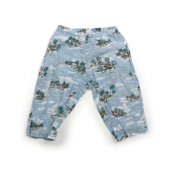ブランド：BONTON(ボントン)カテゴリー：ハーフパンツサイズ：70サイズ色：ブルー　ヤシの実柄状態：★★（返品不可）記名：なしジャンル：Boy12M。ブロード、薄手でステテコ風。毛羽立ち、洗いざらし感があります。