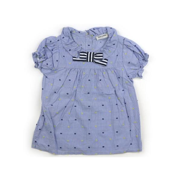 ブランド：Dave&amp;Bella(デイブアンドベラ)カテゴリー：シャツ・ブラウスサイズ：110サイズ色：ブルー　オフホワイト　ストライプ　ドット　りぼん状態：★★記名：なしジャンル：Girl綿100％の布帛素材。後ろボタン開閉。ドット...